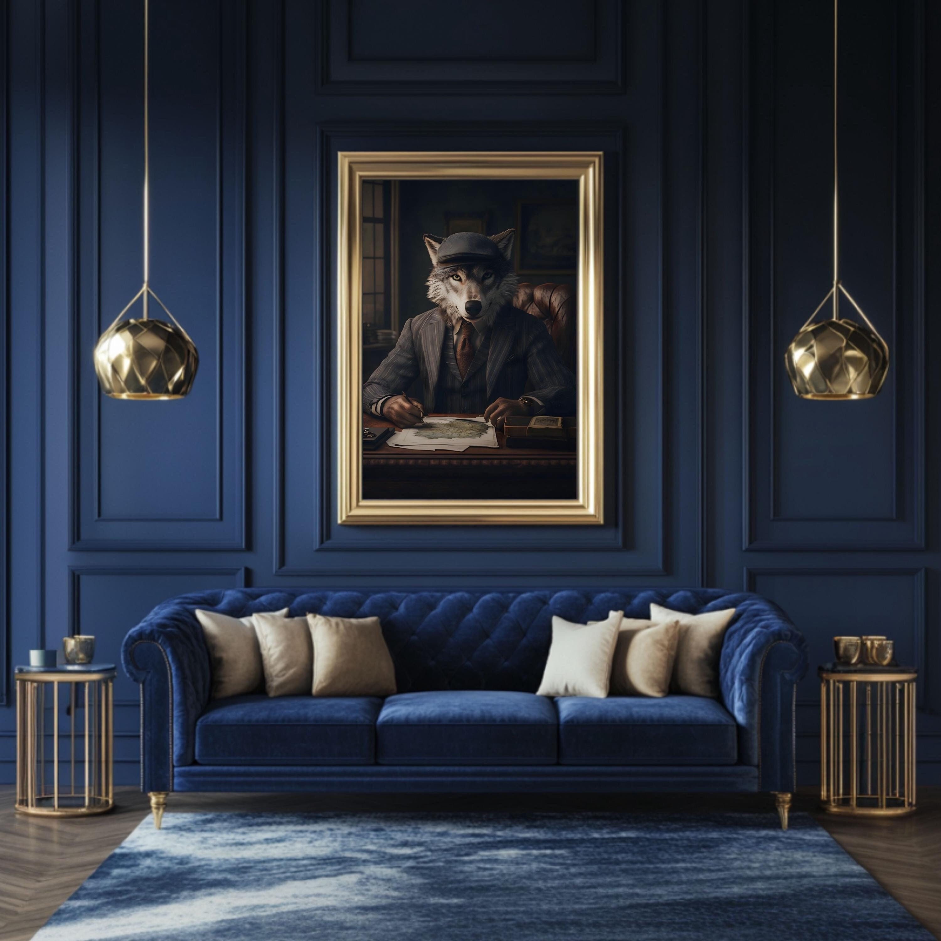 Vintage Wolf Office Decor Mafia Boss Wolf Art for Executive Spaces, Law ...