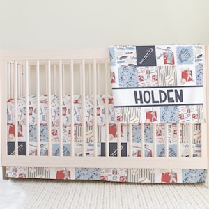Baseball Crib Bedding Set, Vintage Baseball Crib Bedding, Vintage ...