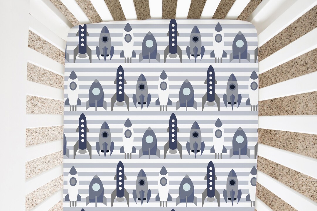 Rocket Nursery, Outer Space Nursery Decor, Astronaut Crib Sheet, Galaxy ...