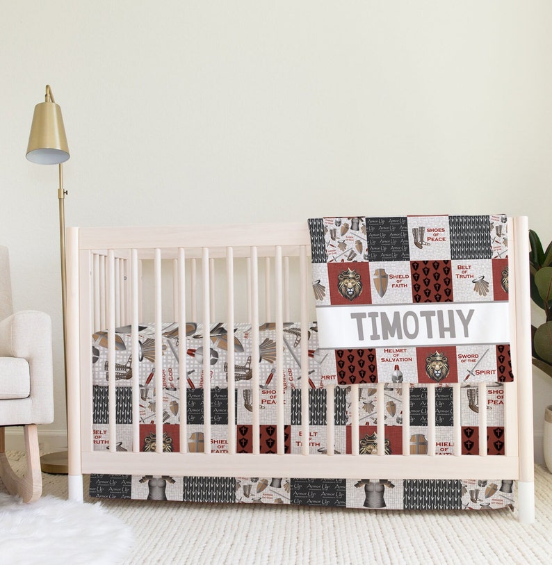 Armor of God Nursery, Christian Baby Quilt, Ephesians 6 Crib Bedding ...