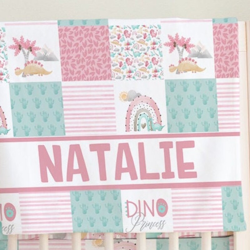 Girl Dinosaur Crib Bedding - Etsy