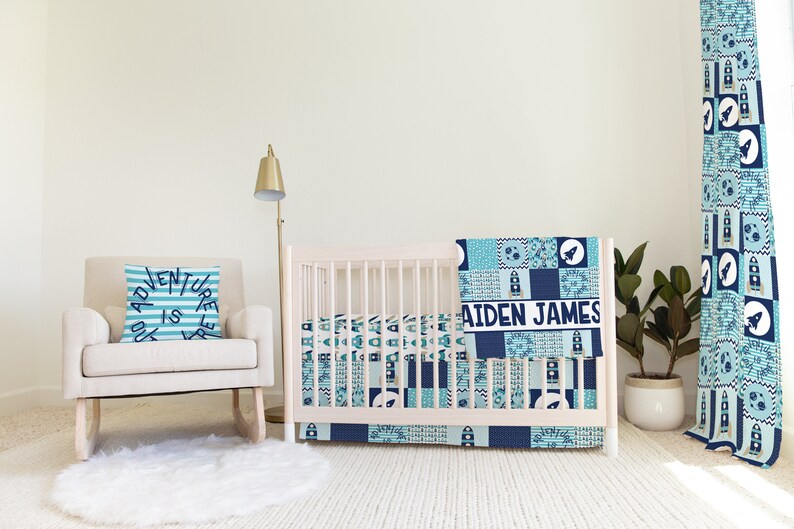 Rocket Nursery Outer Space Nursery Bedding Personalized Baby - Etsy