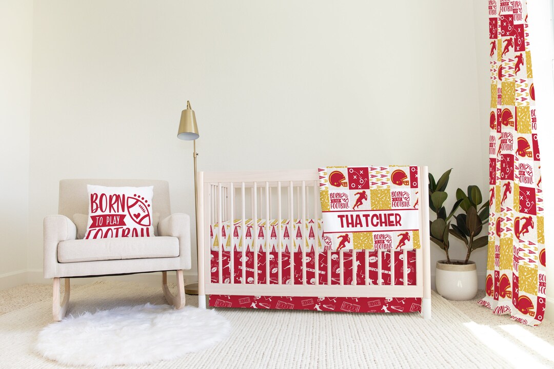 Football Crib Bedding Set, Football Nursery, Football Baby Blanket ...