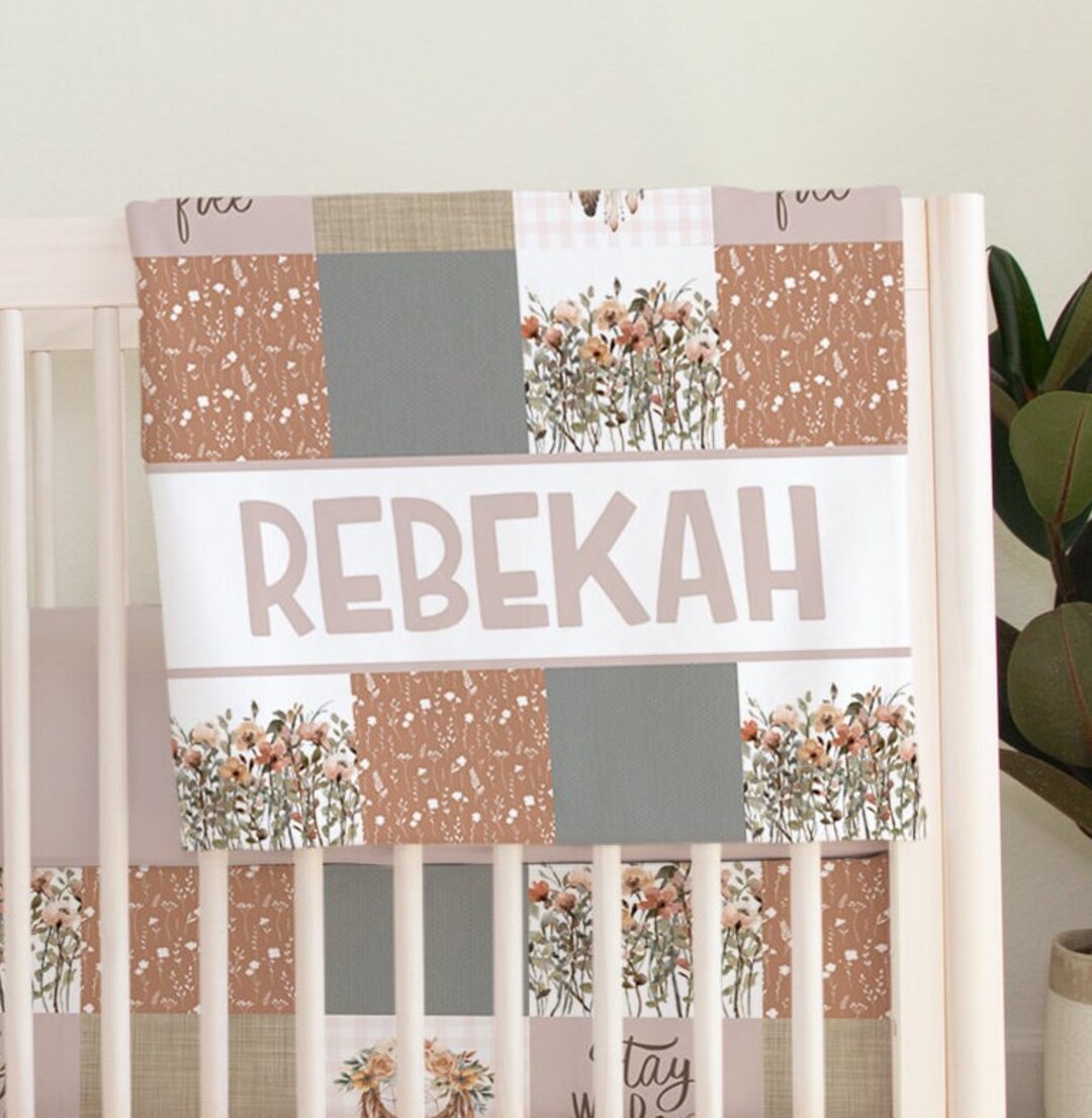 Wildflower Floral Crib Bedding, Boho Crib Bedding Set, Wildflowers ...