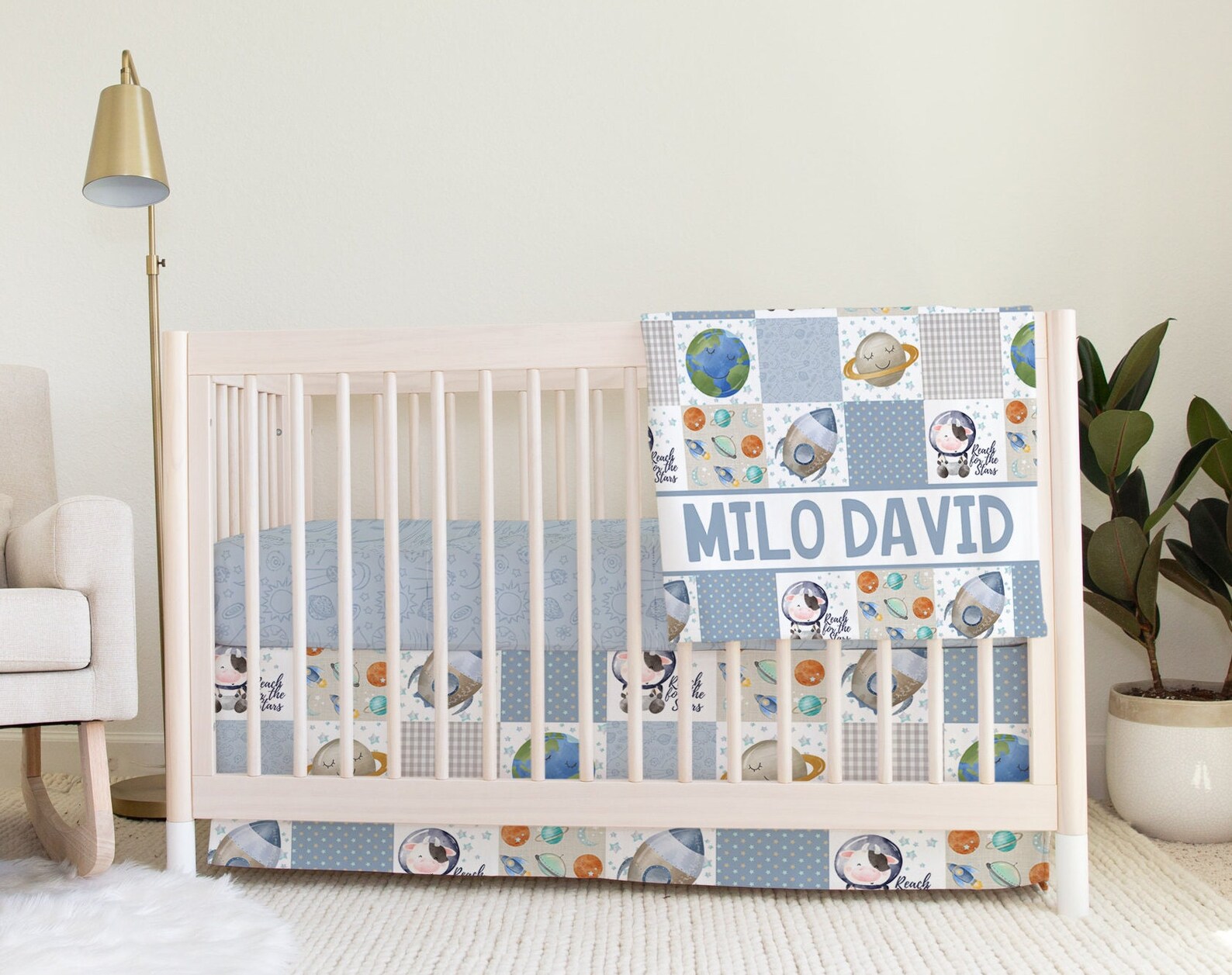 Outer Space Nursery Bedding, Personalized Baby Quilt, Astronaut Baby ...