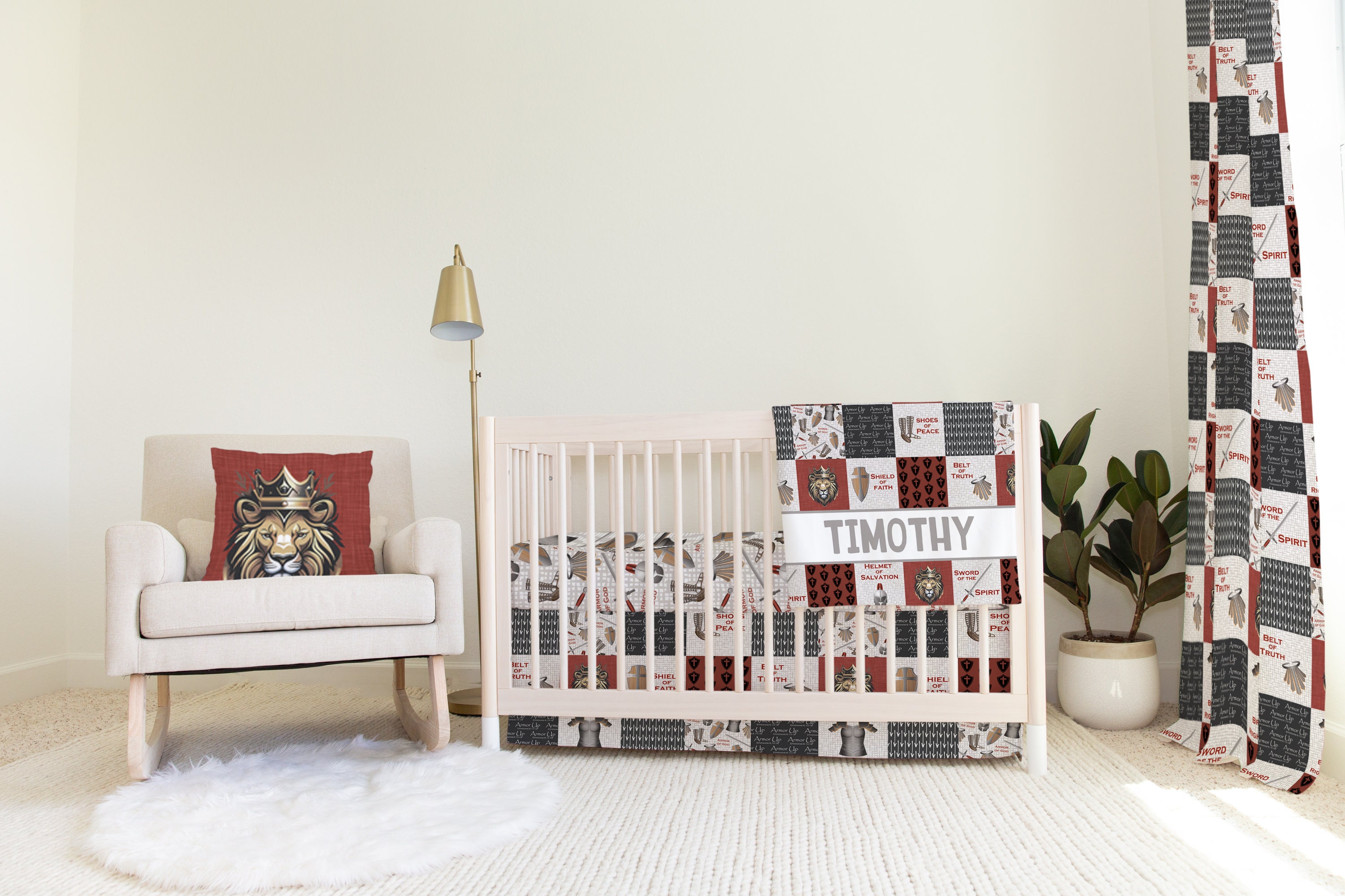 Armor of God Nursery, Christian Baby Quilt, Ephesians 6 Crib Bedding ...
