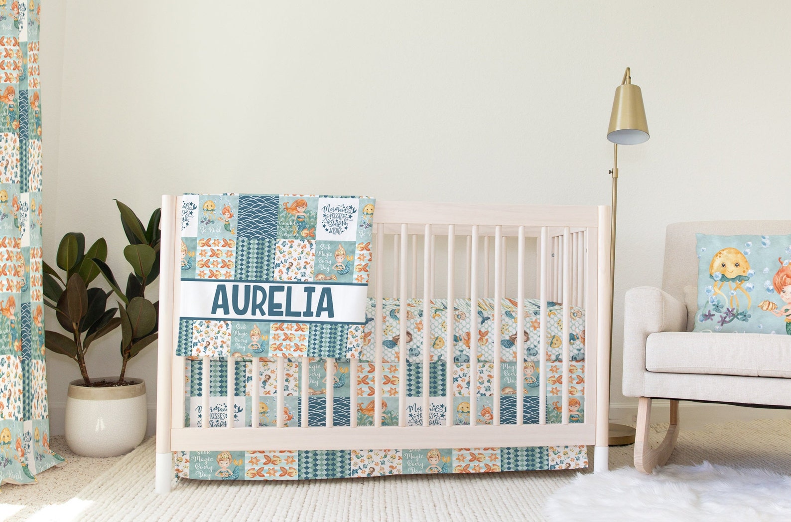 Mermaid Nursery Decor Mermaid Baby Blanket Mermaid Crib - Etsy