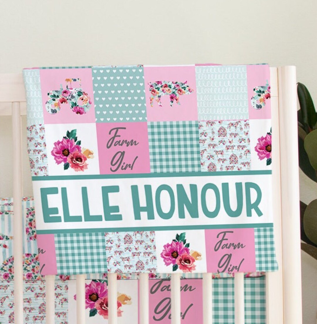 FARM CRIB BEDDING Set, Floral Farm Crib Bedding, Farm Girl Nursery ...