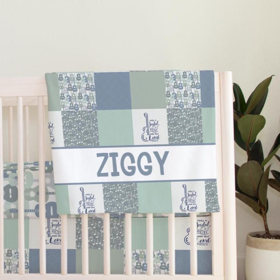 Musical Nursery, Christian Baby Quilt, Psalm 100 Crib Bedding, Joyful ...