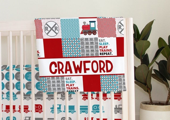 Train Crib Bedding Train Nursery Decor Train Baby Quilt Boy - Etsy