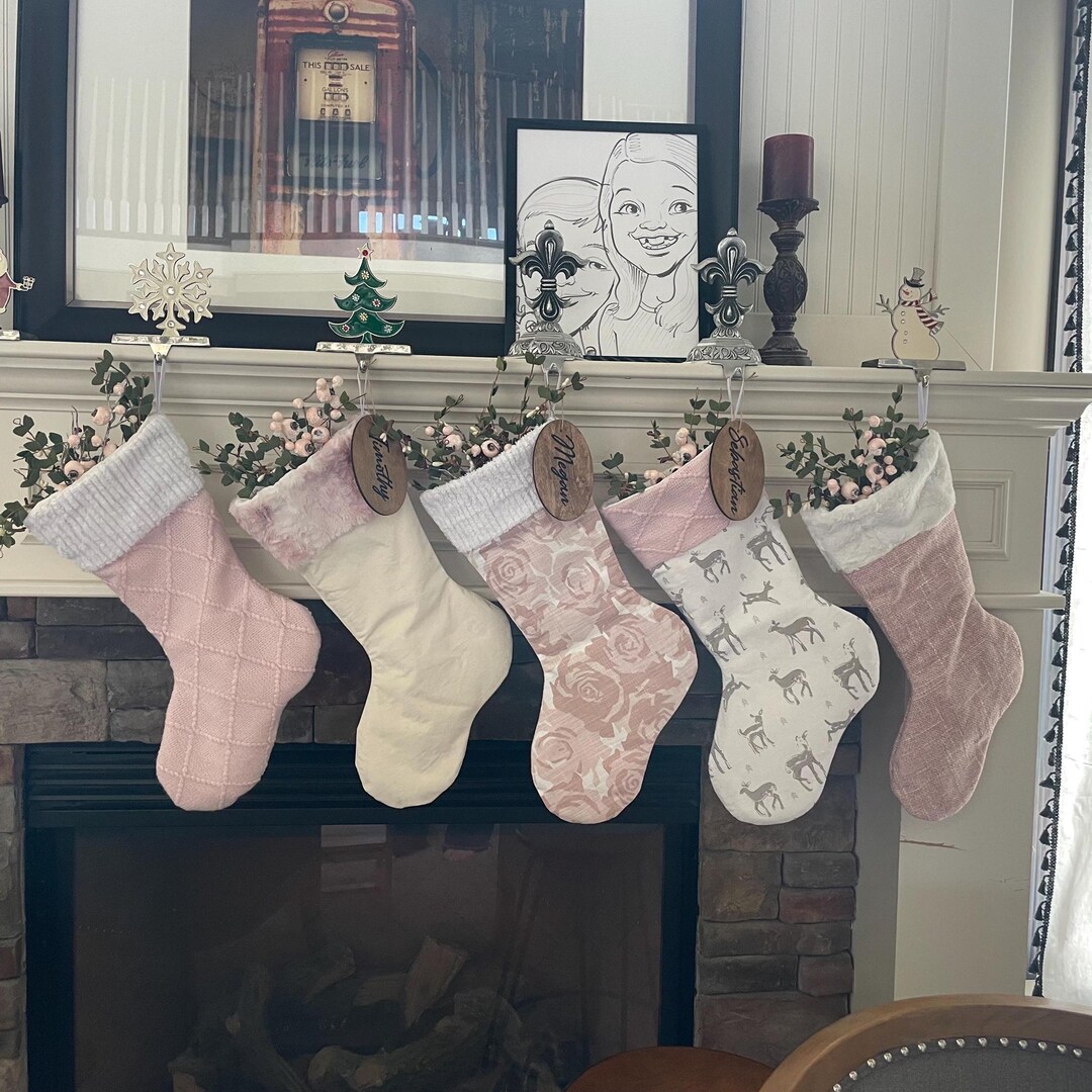 Pink Christmas Stockings Personalized, Baby Girl Stocking, Pink Holiday ...