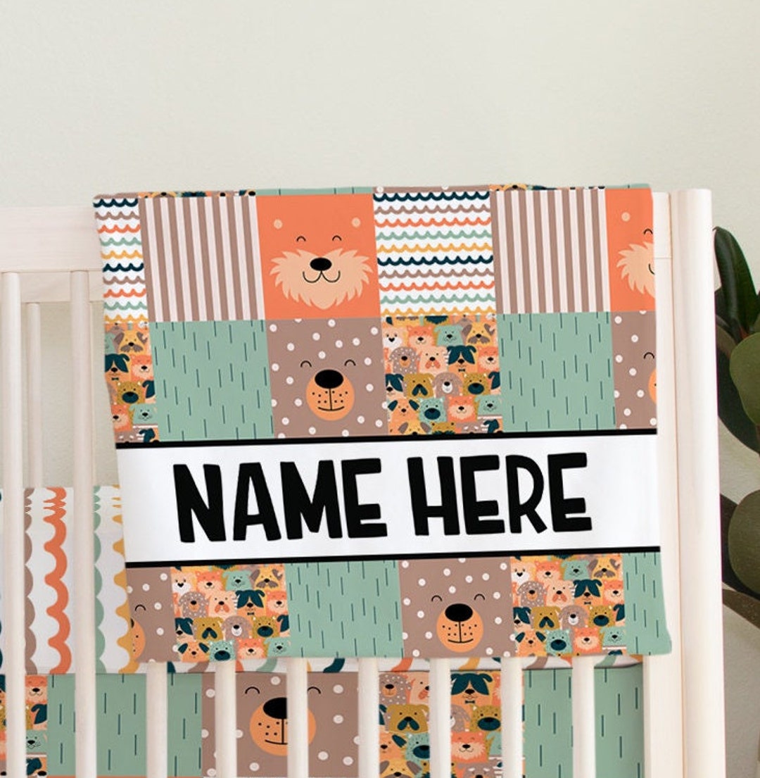 Dog Nursery Decor, Puppy Crib Set, Puppy Baby Quilt, Personalized Baby ...