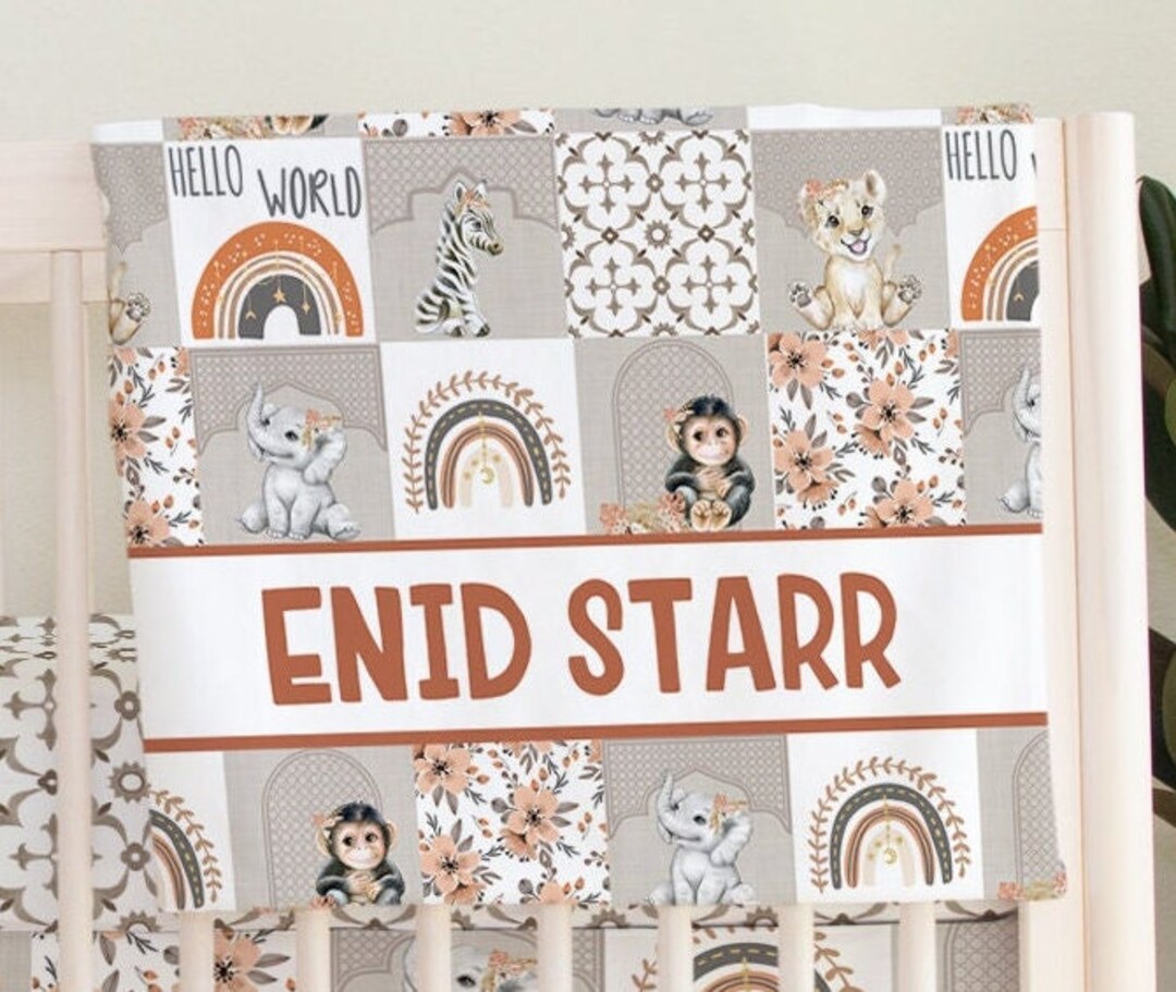 Boho Crib Bedding Set, Boho Safari Nursery Decor, Blush Crib Skirt ...