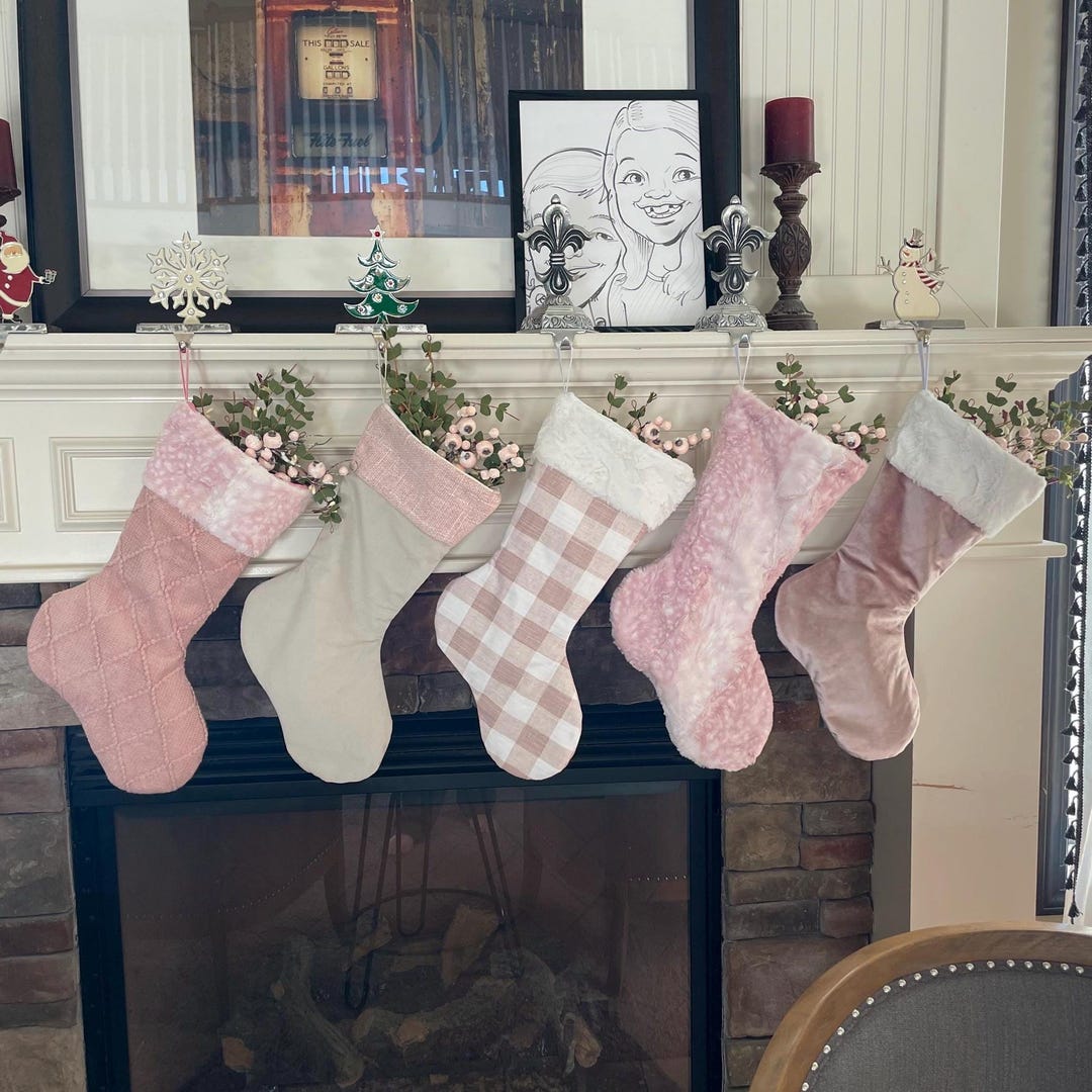 Pink Christmas Stocking, Pink Holiday Decor, Christmas Stocking for ...