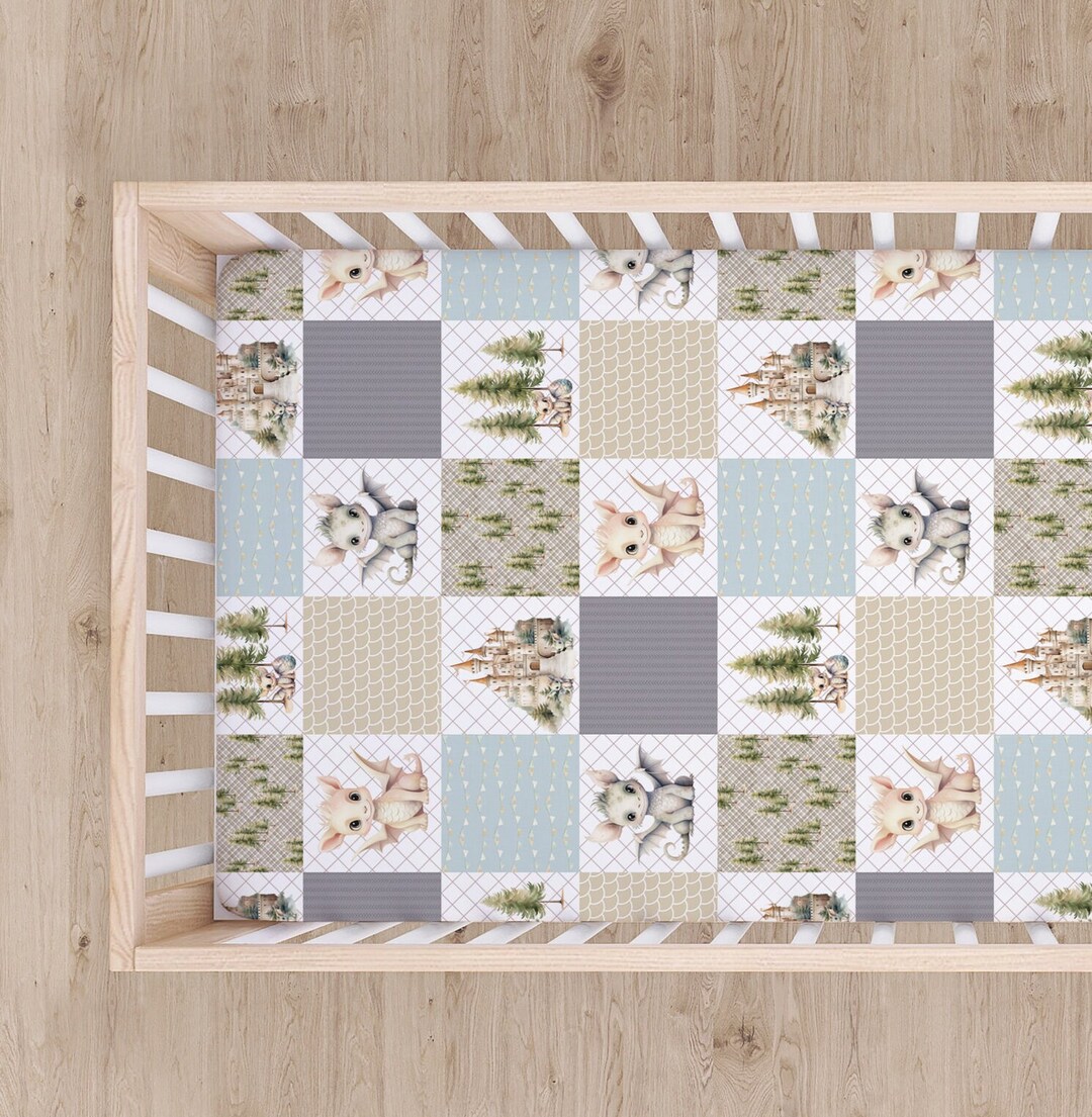Neutral Dragon Crib Bedding, Dragon Crib Sheet, Dragon Nursery Decor ...