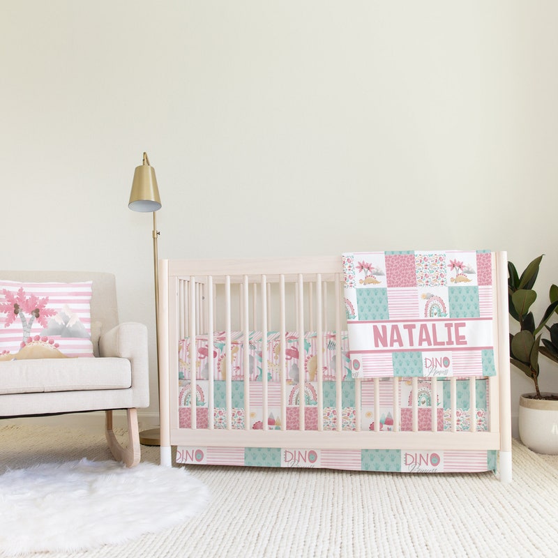 Girl Dinosaur Crib Bedding - Etsy
