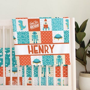 Robot Nursery, Rocket Baby Blanket, Dinosaur Crib Bedding Set ...