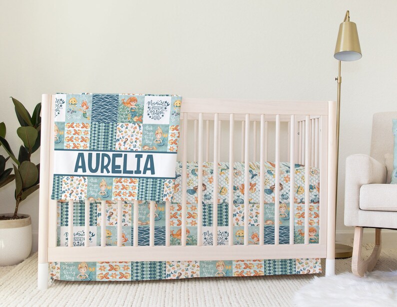 Mermaid Nursery Decor Mermaid Baby Blanket Mermaid Crib - Etsy