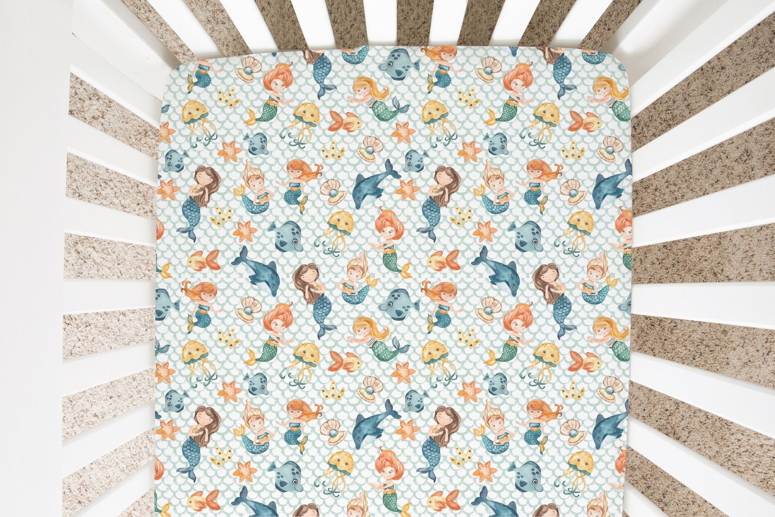 Mermaid Nursery Decor, Mermaid Baby Bedding, Mermaid Crib Sheet ...