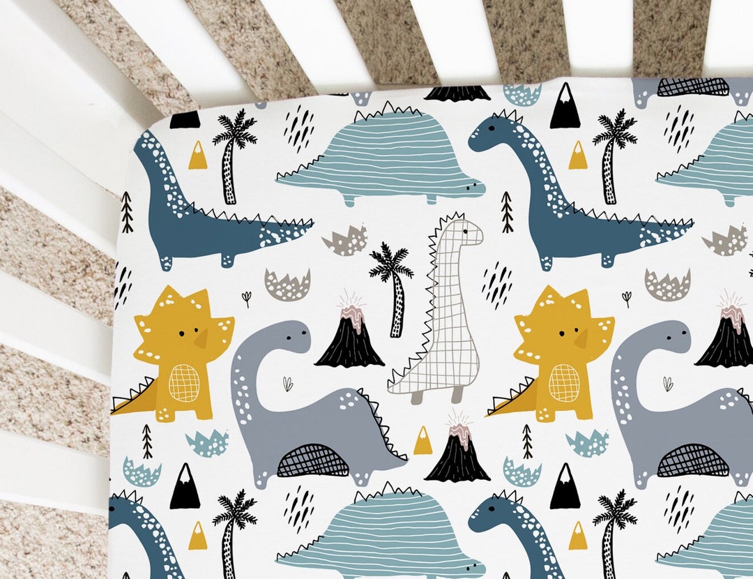 Dinosaur Crib Sheet, Dino Crib Sheet, Dinosaur Nursery Decor, Dino Baby ...