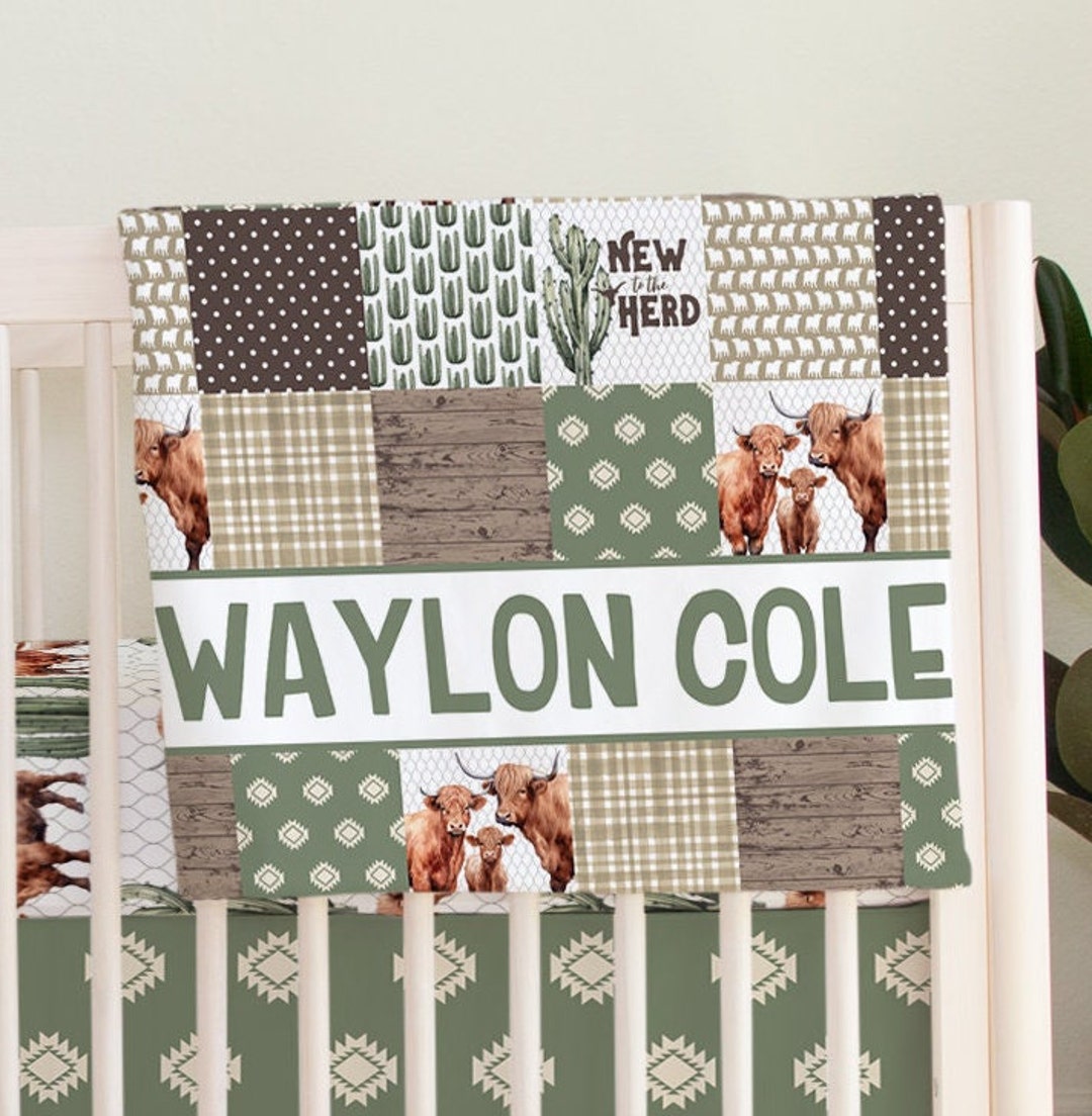 Highland Cow Crib Bedding Set, Highland Cow Nursery Boy, Western Crib ...