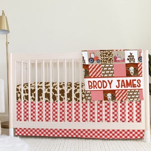 Farm Crib Bedding Set, Farm Nursery, Baby Boy Farm Bedding, Cow Print ...
