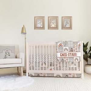 Boho Crib Bedding Set, Boho Safari Nursery Decor, Blush Crib Skirt ...