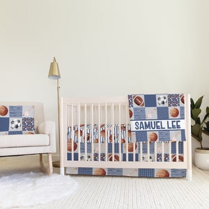 Sports Crib Bedding Set, Baseball Baby Blanket, Football Nursery Decor ...
