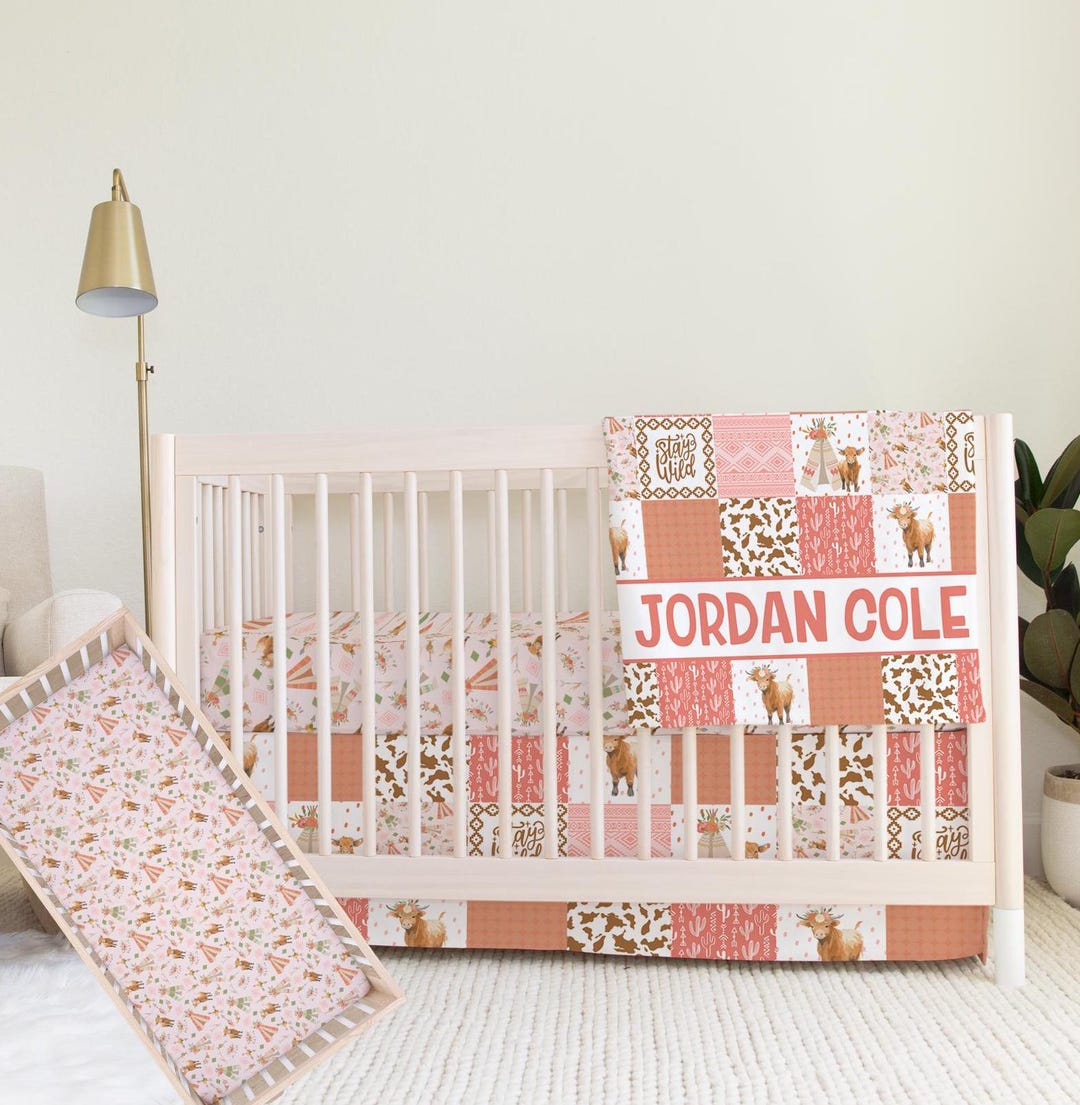 Western Crib Bedding for Boy, Highland Cow Crib Bedding Set, Highland ...