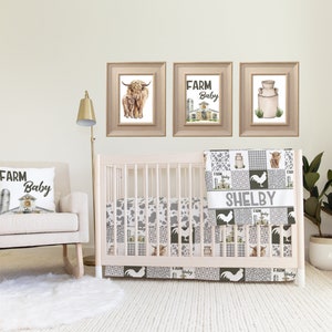 Highland Cow Nursery, Farm Nursery, Farm Crib Bedding, Farmhouse ...