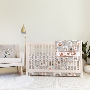 Boho Crib Bedding Set, Boho Safari Nursery Decor, Blush Crib Skirt ...