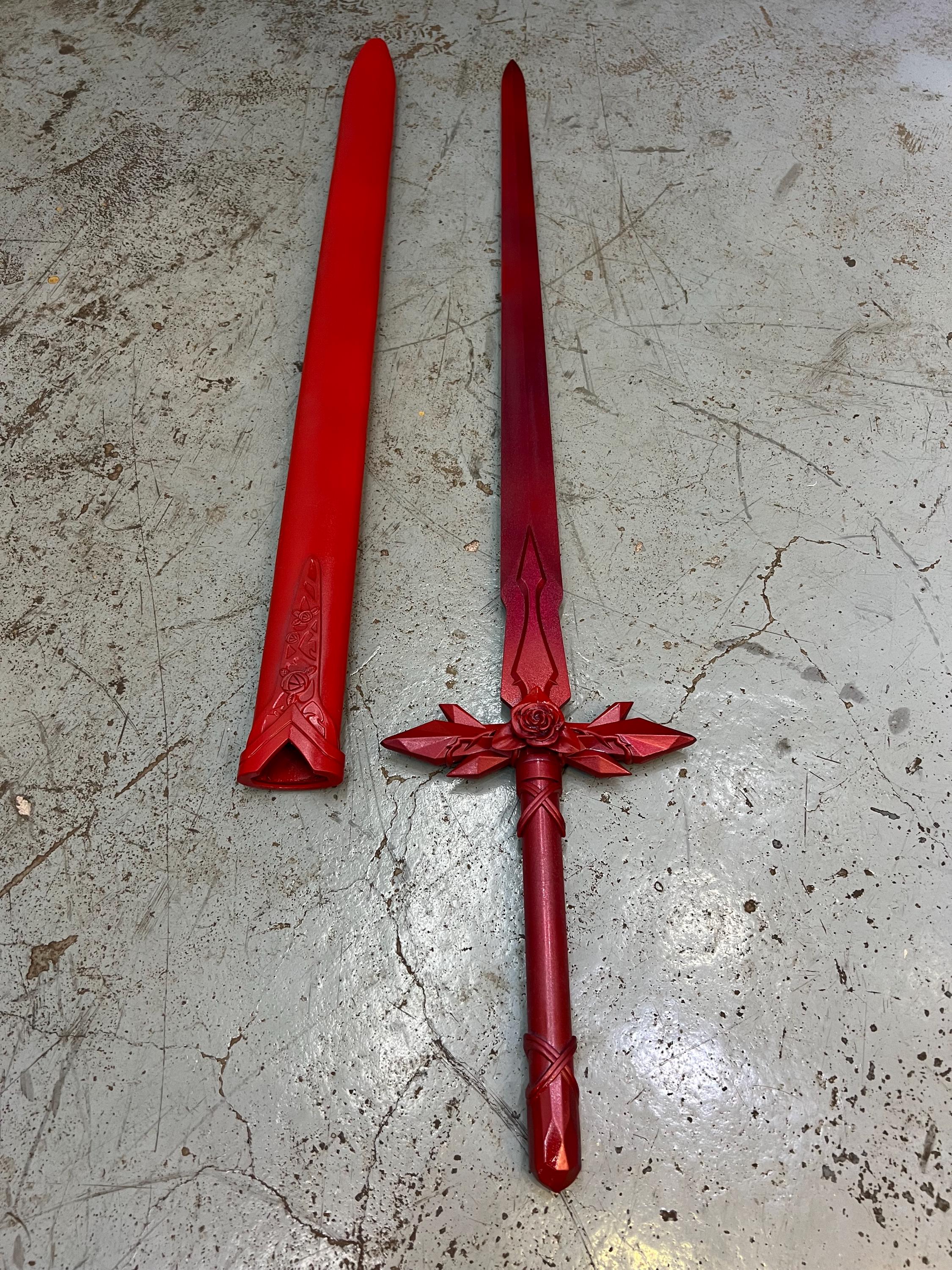 SAO Blue Rose Blood Rose Gold Fragrant Olive Steel Sword Cosplay Metal ...