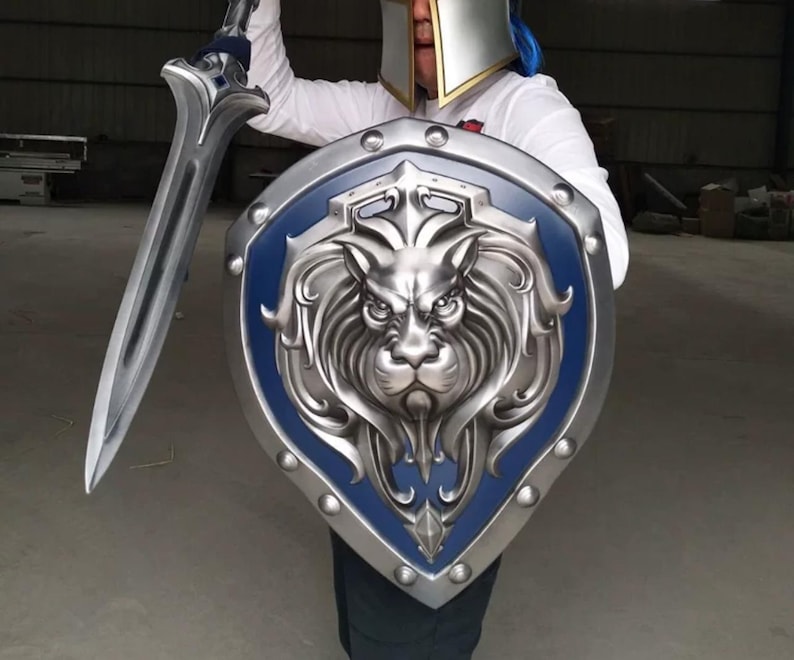 WOW Warcraft Metal Lion Shield Steel Sword Cosplay Weapon Armor - Etsy