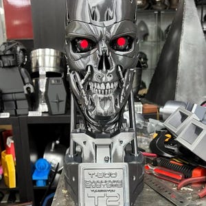 3d Print LED Terminator Head T800 T2 Bust Head Cosplay Prop Halloween ...