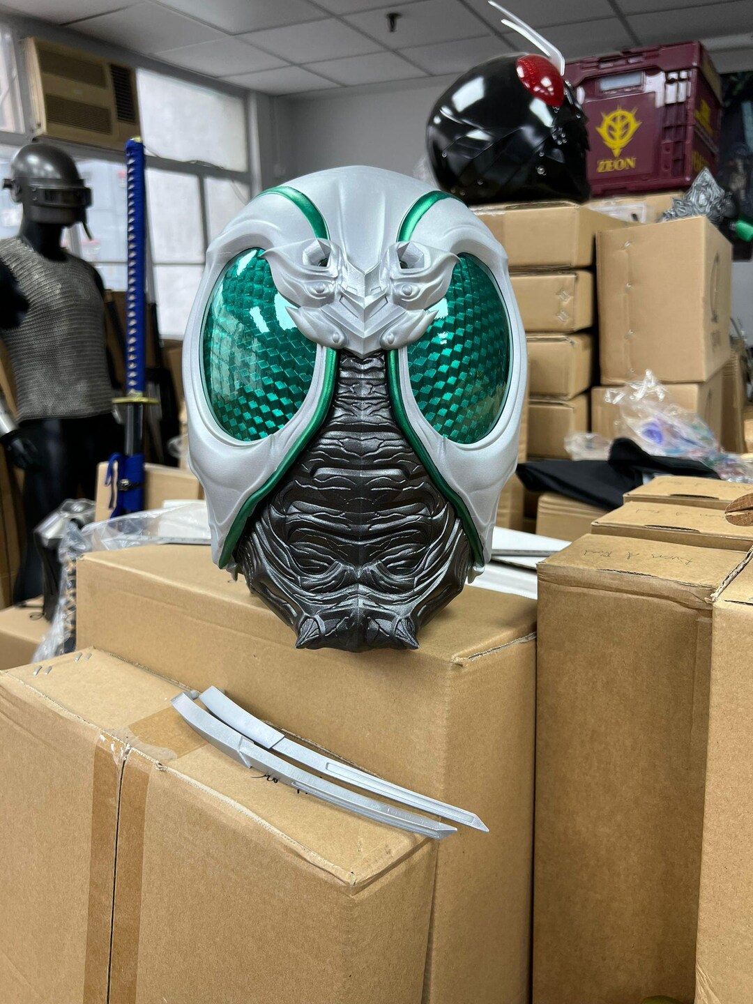 3d Print LED Masked Kamen Rider Shadow Moon Black Sun Version Helmet ...