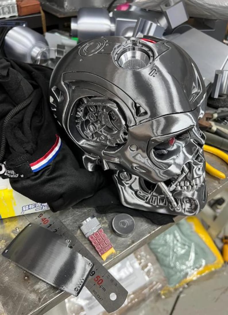 3d Print LED Terminator Head T800 T2 Bust Head Cosplay Prop Halloween ...