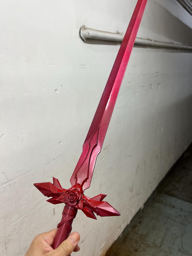 SAO Blue Rose Blood Rose Gold Fragrant Olive Steel Sword Cosplay Metal ...