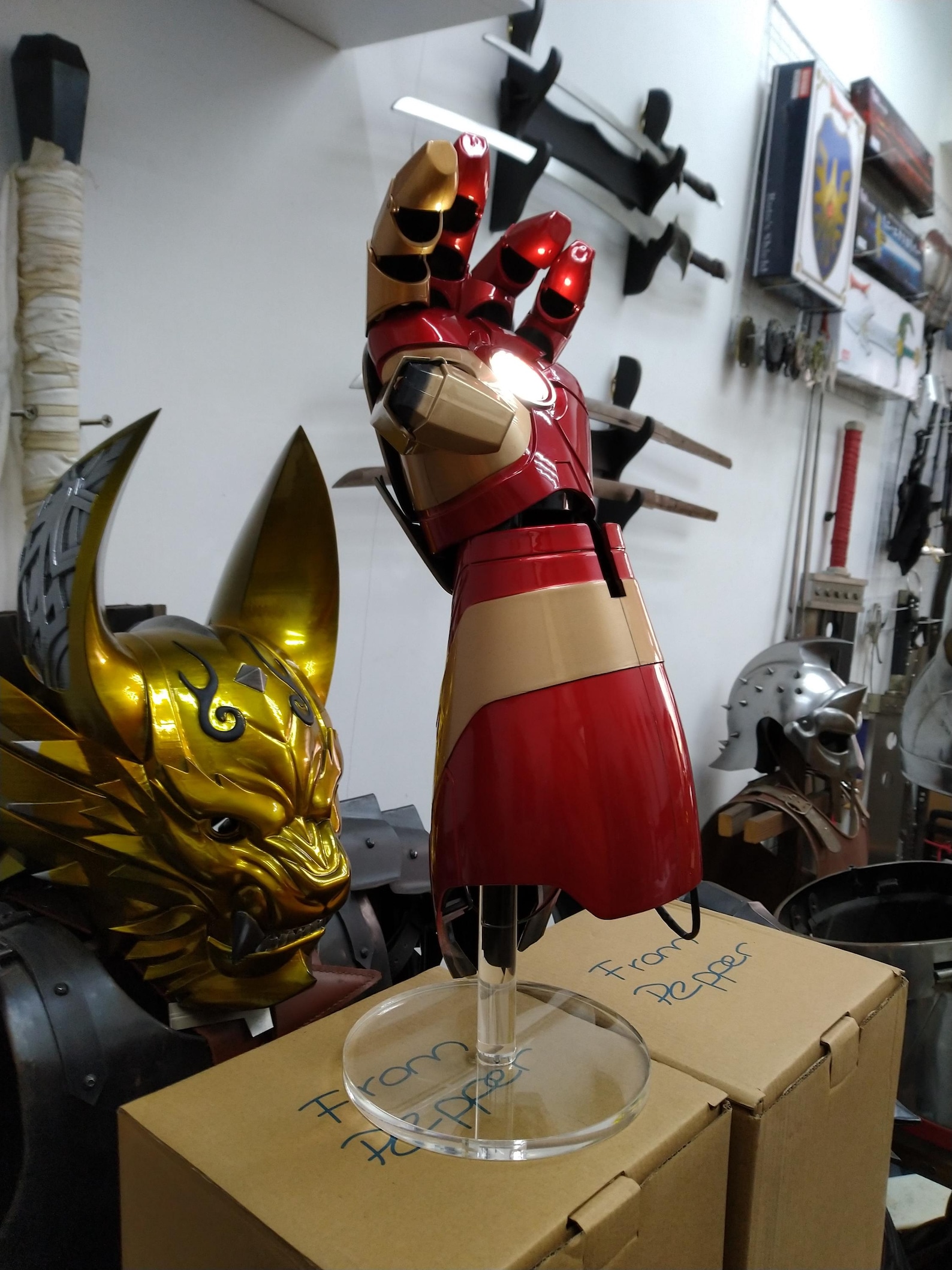 Ironman Iron Man LED Palm Hand Forearm Arm With Laser Light Gauntlet ...