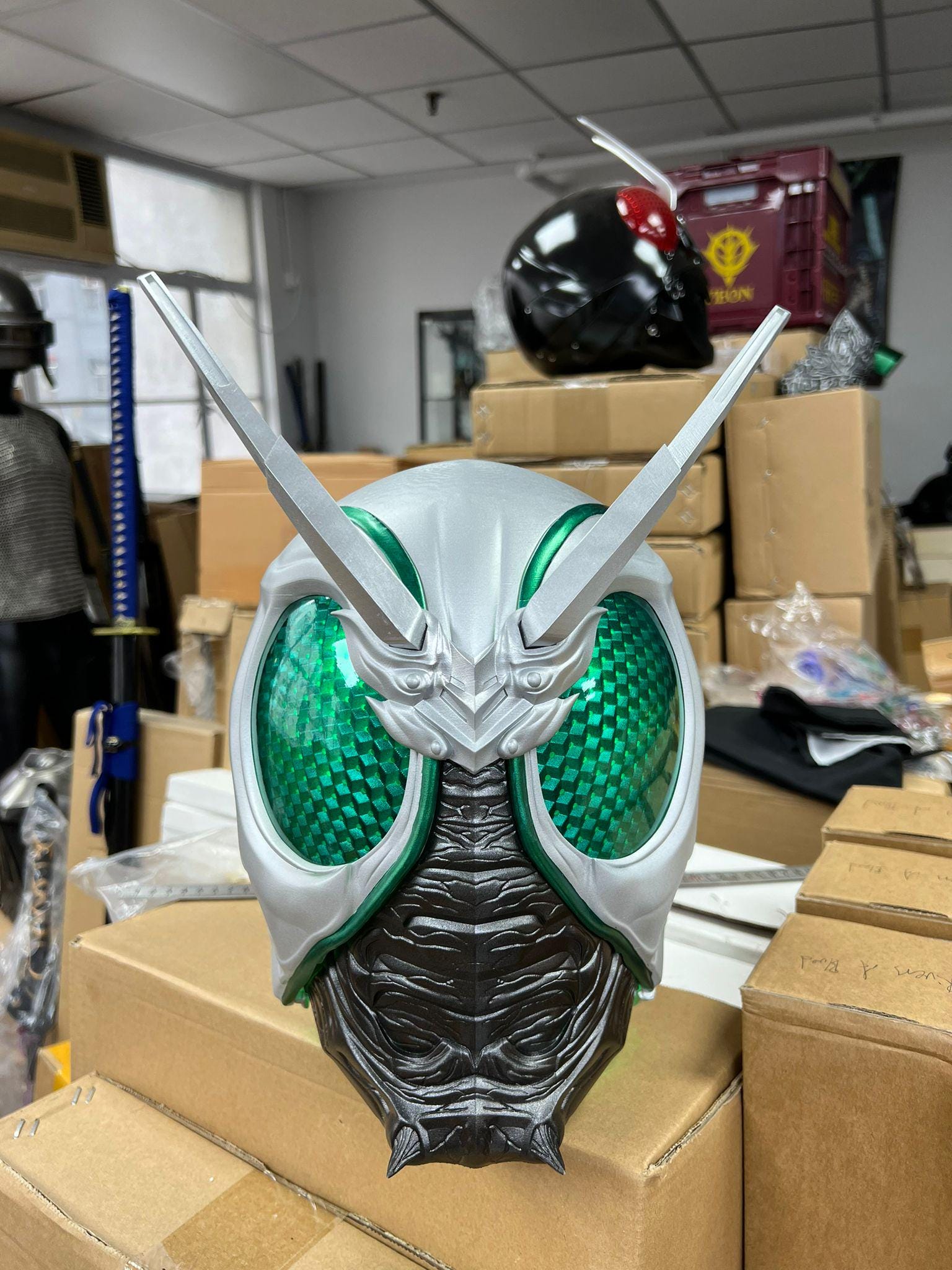 3d Print LED Masked Kamen Rider Shadow Moon Black Sun Version Helmet ...
