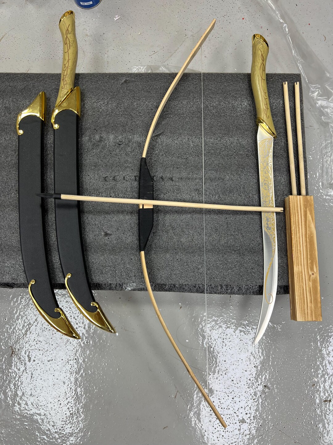 Wood Bamboo Bow Arrow and Steel Blade Sword Cosplay Metal Weapon - Etsy