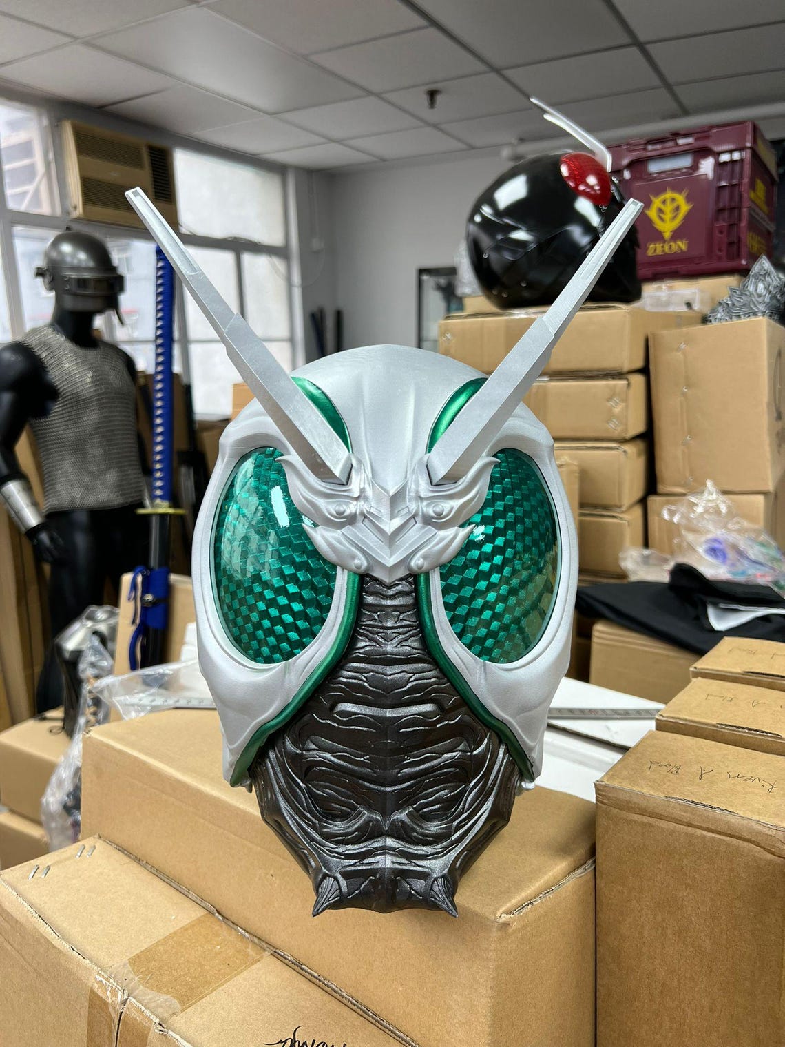 3d Print LED Masked Kamen Rider Shadow Moon Black Sun Version Helmet ...