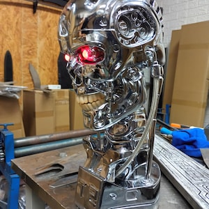 3d Print LED Terminator Head T800 T2 Bust Head Cosplay Prop Halloween ...