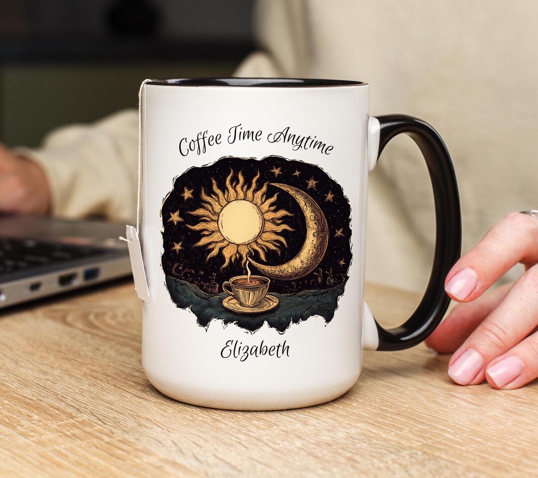 Personalized Boho Sun and Moon Coffee Mug: Celestial Tea Cup - Etsy