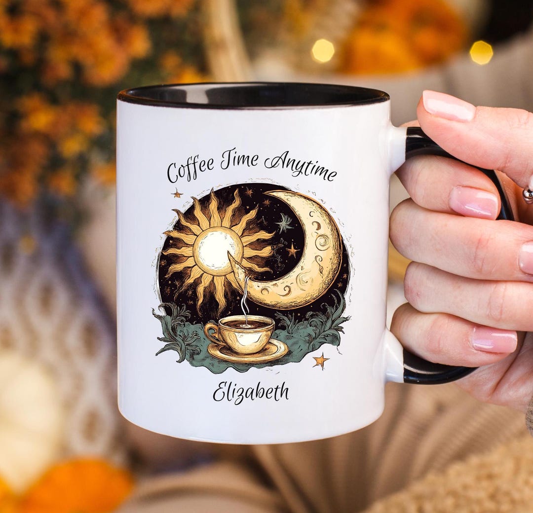 Personalized Boho Sun and Moon Coffee Mug, Celestial Tea Cup, Gift for ...