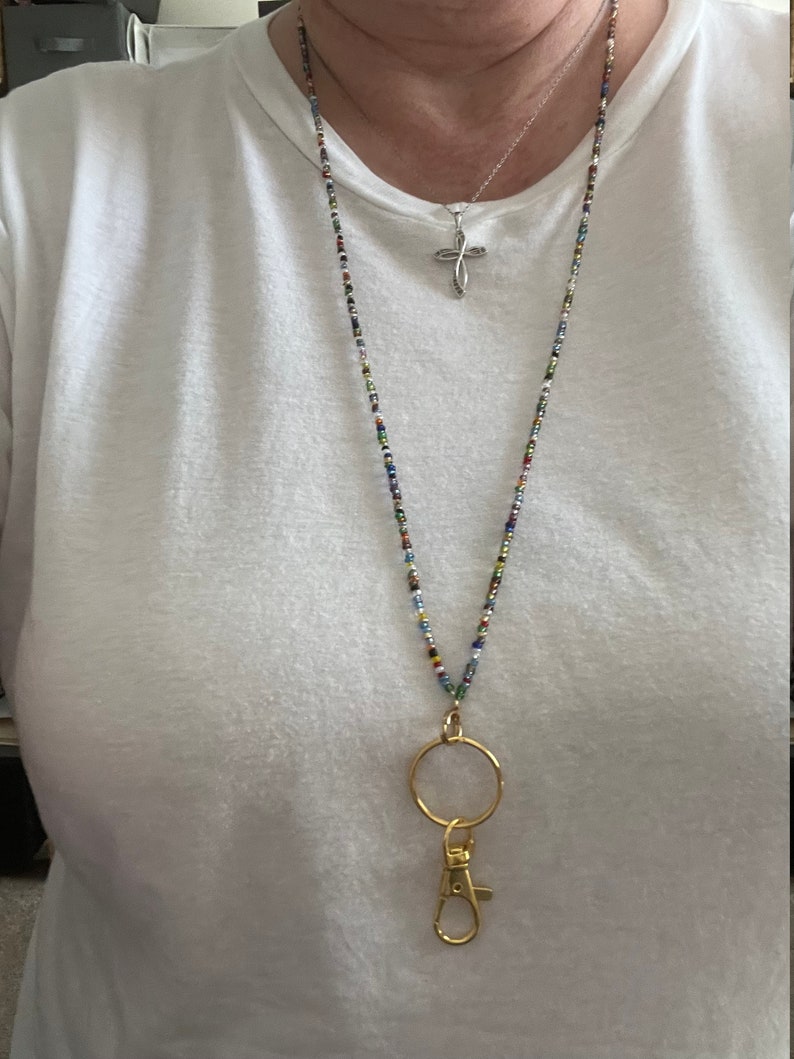 Deep Blue Sea Aqua White Boho Seed Bead Beaded Id Badge - Etsy