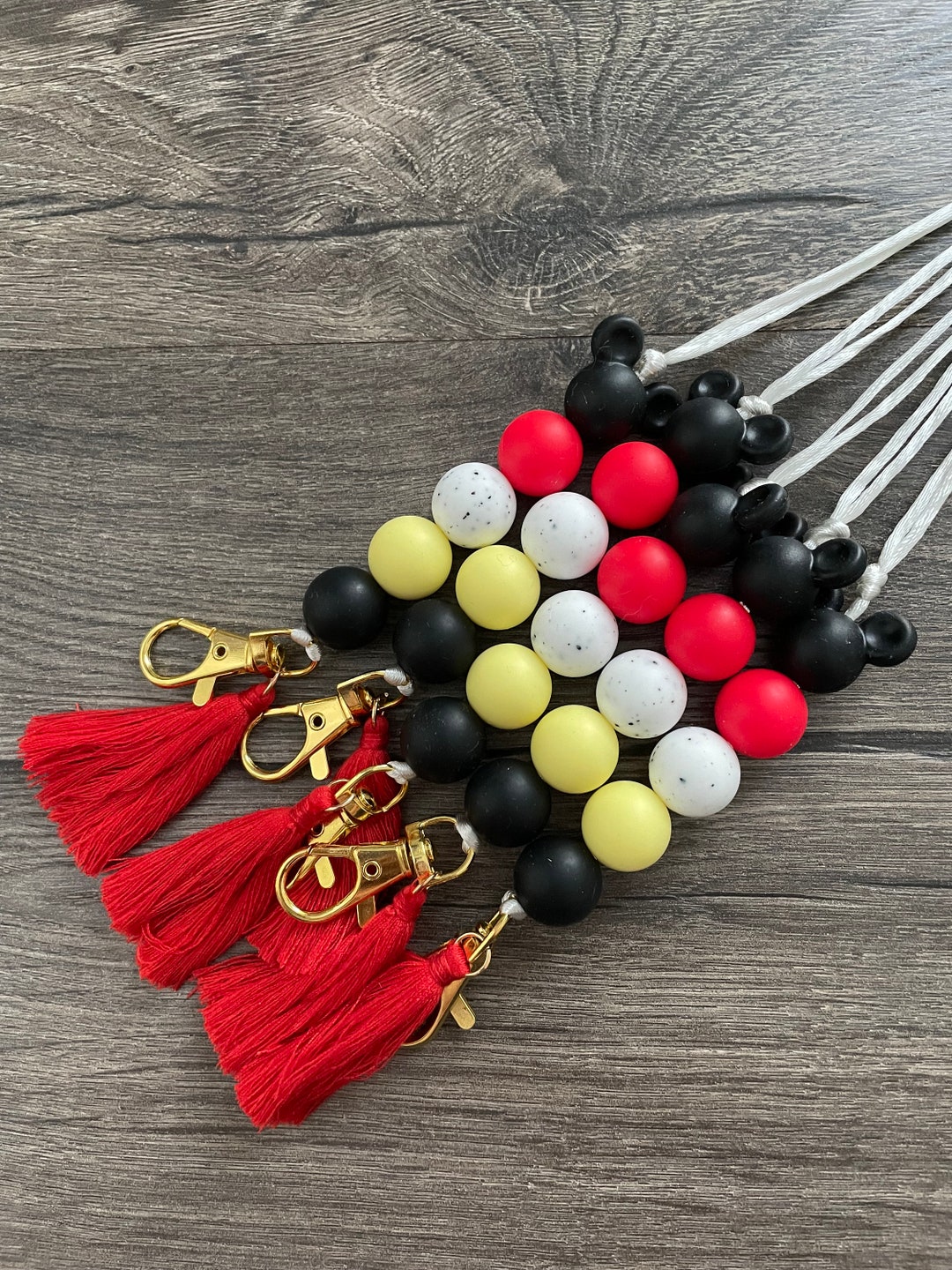 Mickey Mouse Handmade Beaded Lanyard Id Card Badge Holder Fun Cute Kids ...