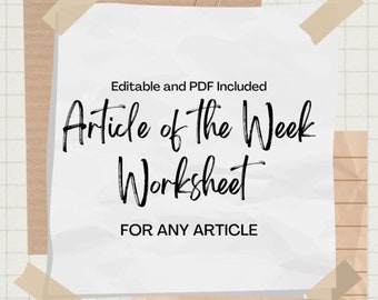 Article of the Week Worksheet for ANY Article Instant Download - Etsy
