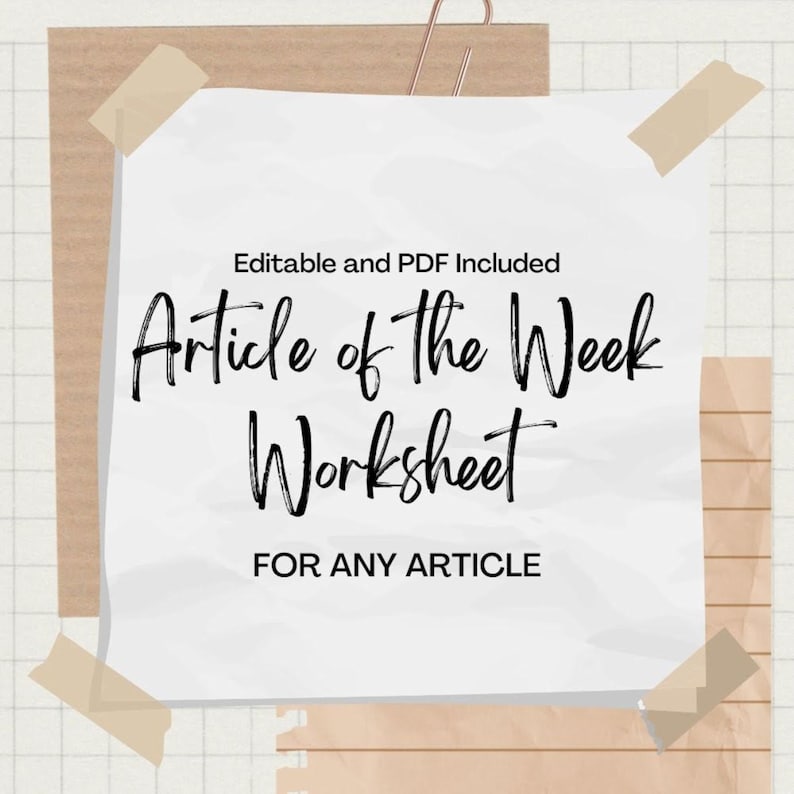 Article of the Week Worksheet for ANY Article Instant Download - Etsy