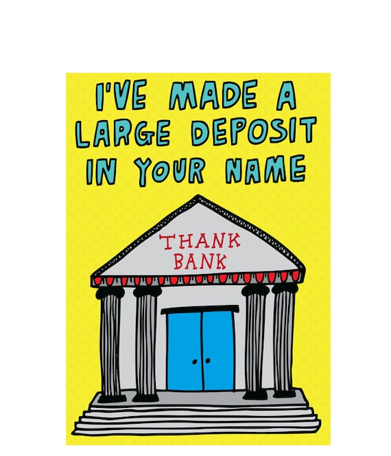 Thank You Card Thank Bank | Etsy