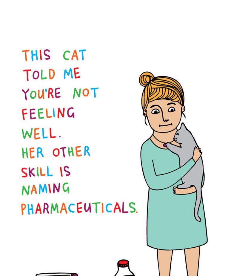 Get Well Soon Card This Cat Told Me You're Not Feeling - Etsy